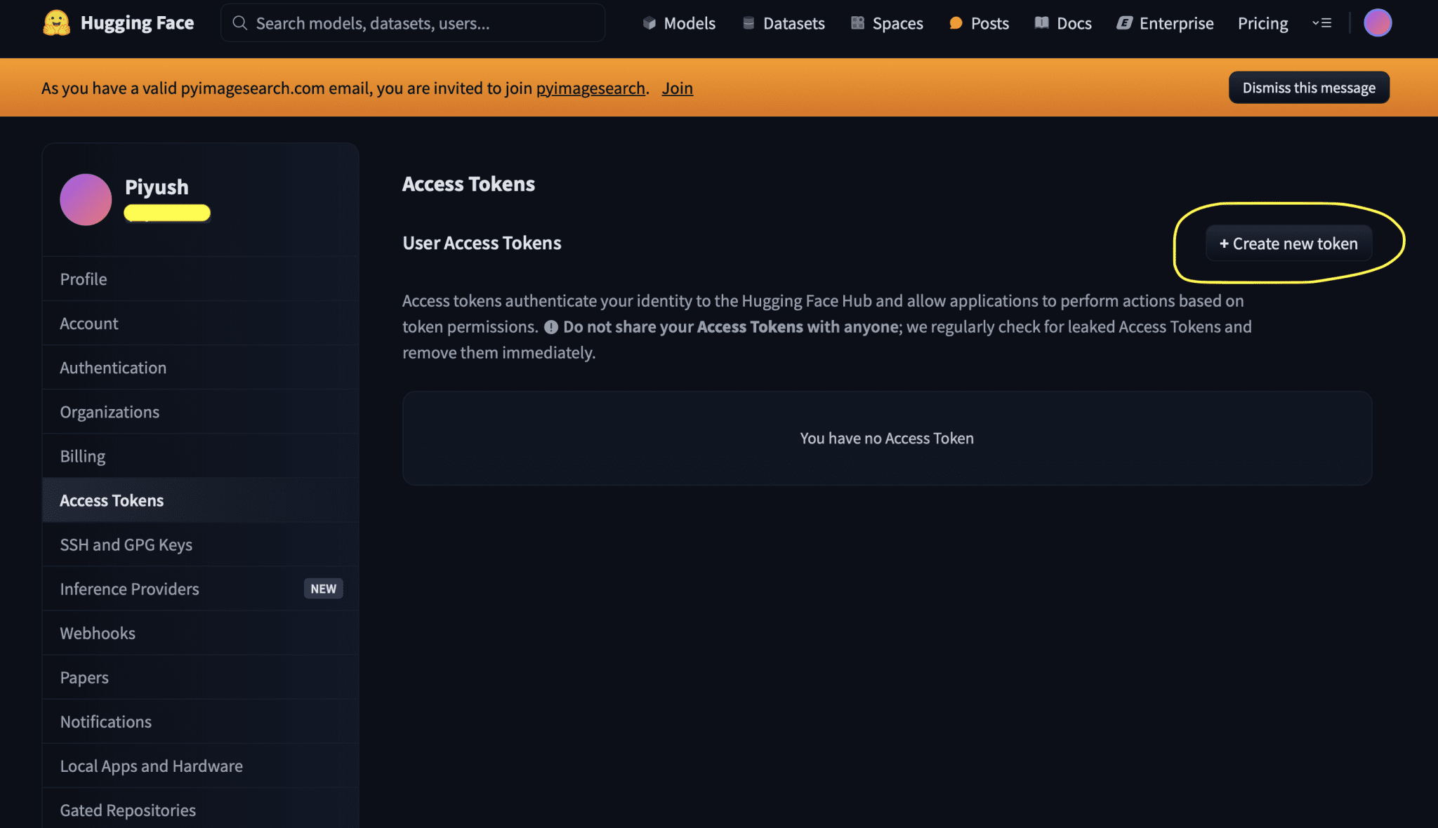 Configure Your Hugging Face Access Token in Colab Environment - PyImageSearch
